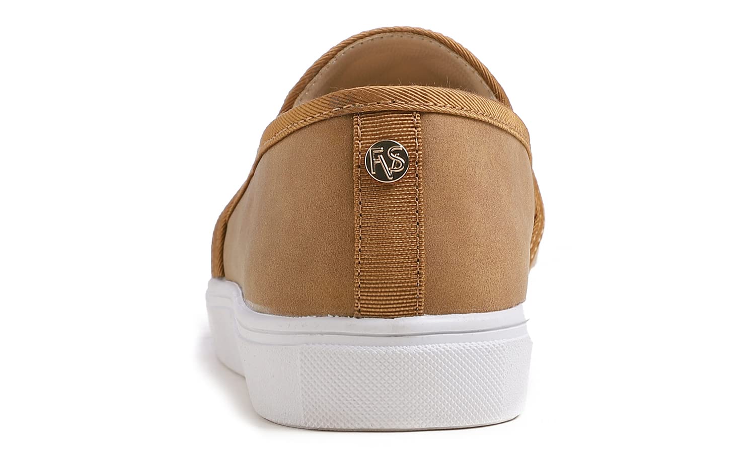 FEVERSOLE Women's Casual Slip On Sneaker Comfort Quilted Loafer Flats Camel Vegan Leather Quilted Size 8.5 M US