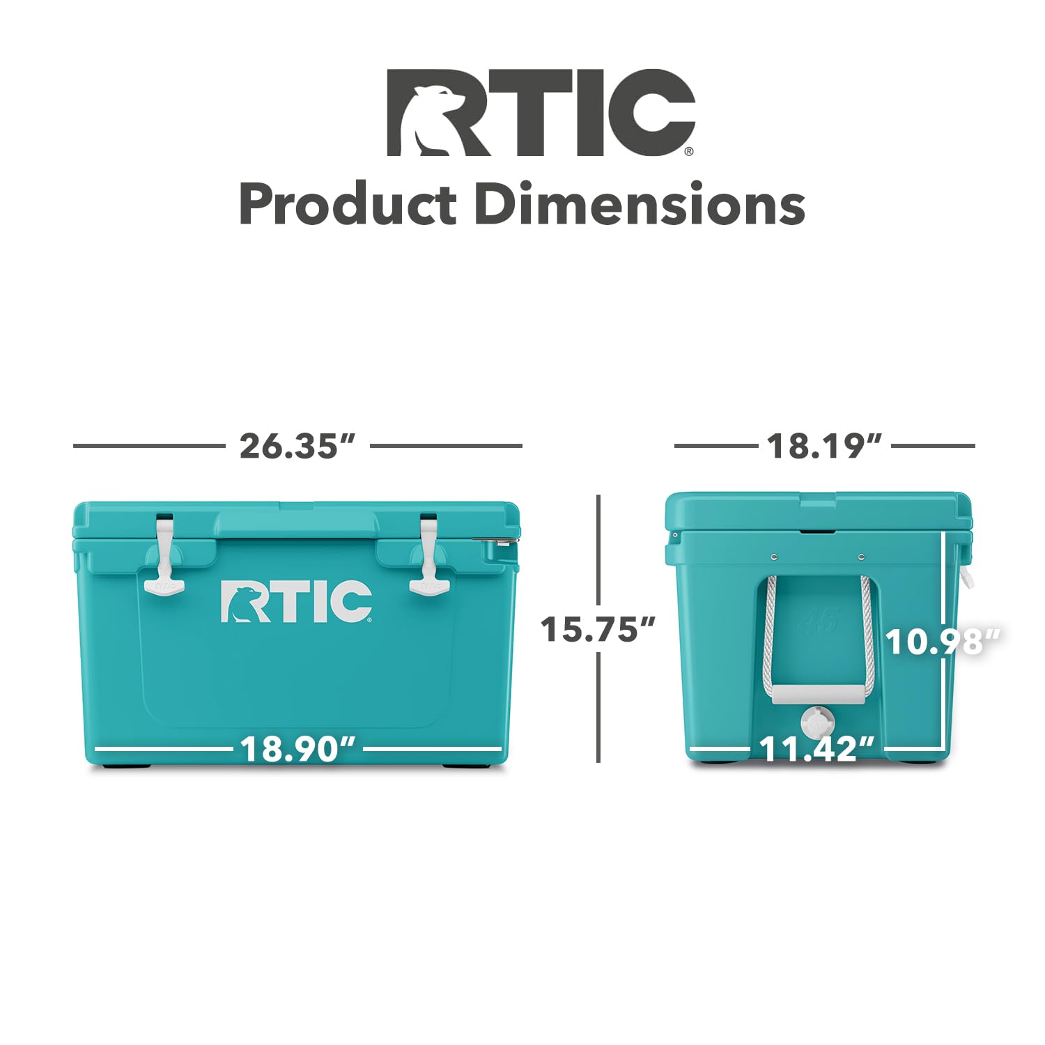 RTIC 45 QT Ultra-Tough Cooler Hard Insulated Portable Ice Chest Box for Beach, Drink, Beverage, Camping, Picnic, Fishing, Boat, Barbecue, Lagoon