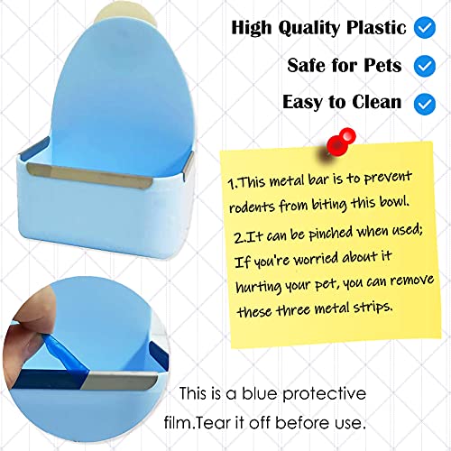 kathson Food and Water Bowl Cage Feeder for Rabbits Dish Feeder Removable Hanging Spill Proof Anti Bite for Rabbit, Guinea Pig, Chinchilla, Hamster, Ferret (Blue)
