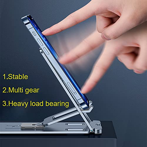 HIMICIZI Adjustable Cell Phone Stand, C2 Aluminum Phone Dock Holder Compatible with iPhone, Samsung Galaxy, Google Pixel,Pad and More, Silver