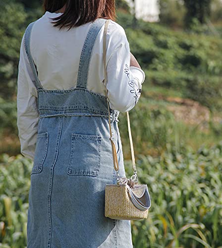 Small Pet Carrier Bag Hamster Carrier Bag with Long Detachable Shoulder Strap, Light Coffee Color Straw Mesh Breathable Portable Outgoing Bag for Hamster Hedgehog Sugar Glider Squirrel Gerbil