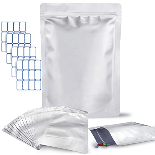 Zylooh Mylar Bags 50 Pcs – 1 Quart, 7.4 Mil, 7 x 10 Inches – Odour Free, Heat Resistant, Moisture Proof, Airtight Vacuum Seal Bag for Food Storage & More