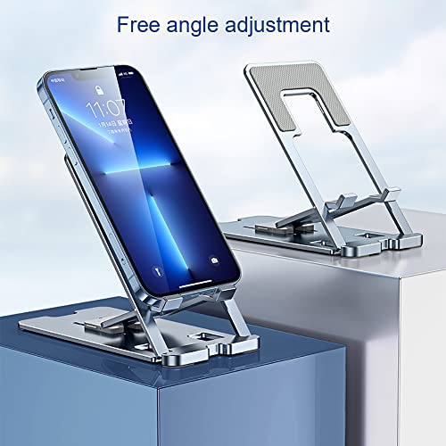 HIMICIZI Adjustable Cell Phone Stand, C2 Aluminum Phone Dock Holder Compatible with iPhone, Samsung Galaxy, Google Pixel,Pad and More, Silver