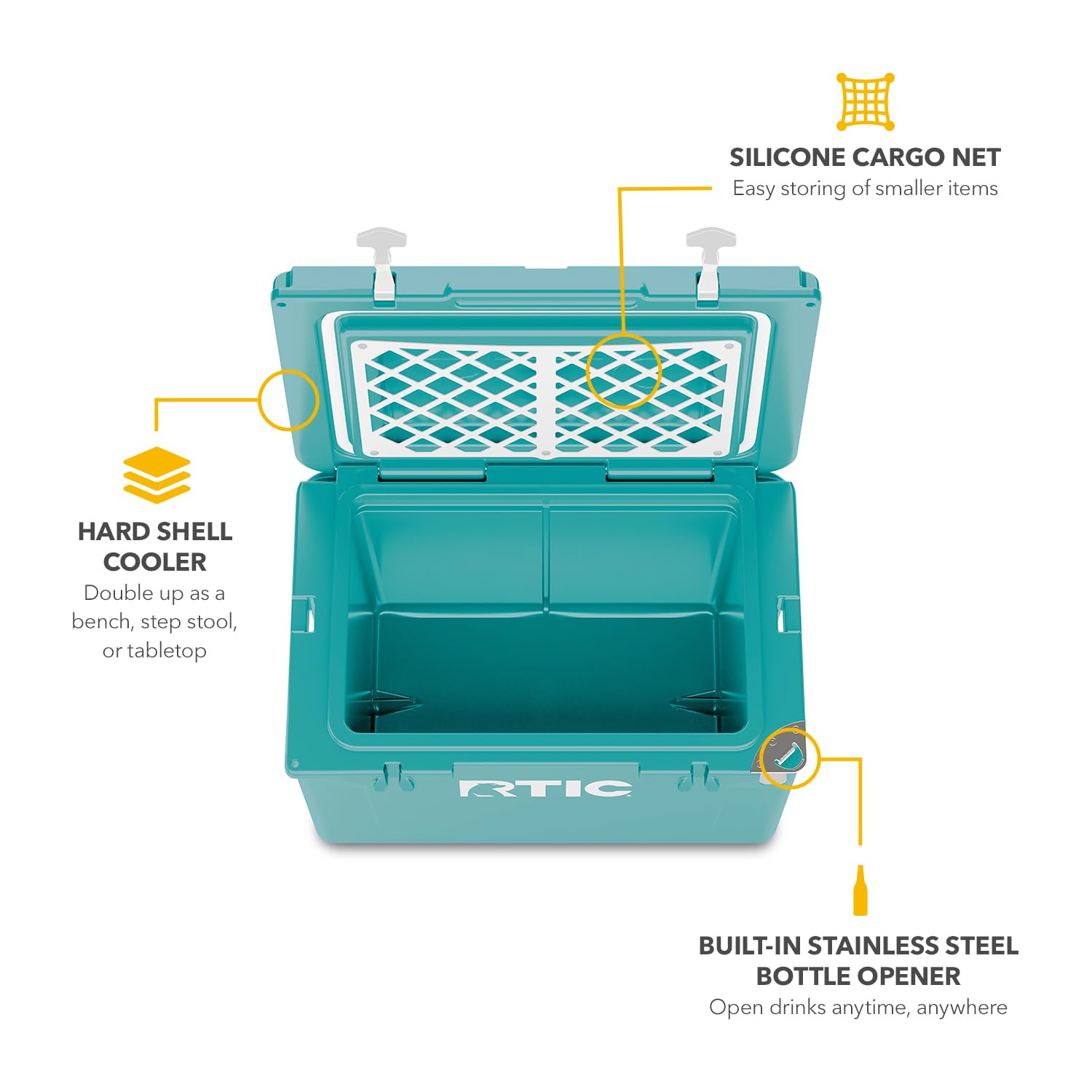 RTIC 45 QT Ultra-Tough Cooler Hard Insulated Portable Ice Chest Box for Beach, Drink, Beverage, Camping, Picnic, Fishing, Boat, Barbecue, Lagoon