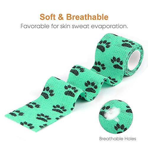 AUPCON Vet Wrap Cohesive Bandages Bulk Self Adhesive Bandage Wrap Self Adherent Wrap Non-Woven for Dogs Pet Animals & Ankle Sprains & Swelling 2 Inch x 5 Yards