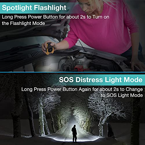 FANCYWING Portable Waist Clip Fan,4 In 1 Personal Necklace Cooling Fan with Flashlight, Belt Fan Support Hanging Neck,USB Rechargeable Fan,3 Speeds Wearable Fan for Working Camping Hikingā¦