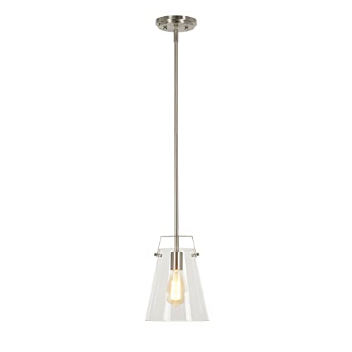 Catalina Lighting 23042-000 Modern 1-Light Bell-Shade Mini Pendant Ceiling Light, 8", Brushed Nickel