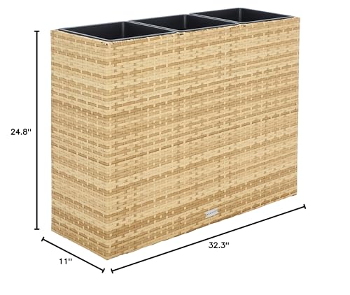 SAFAVIEH Outdoor Collection Rita Natural Woven Rectangular Flower Rack