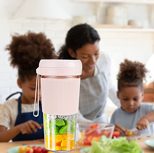 Ecoledix Portable Blender Personal Size Blender Mixer Fruit Juicer Mini Blender One-handed Drinking with Rechargeable USB for Sorbet Smoothie Fruit Juice Milk Shakes Outside/Inside 280ML (Pink)