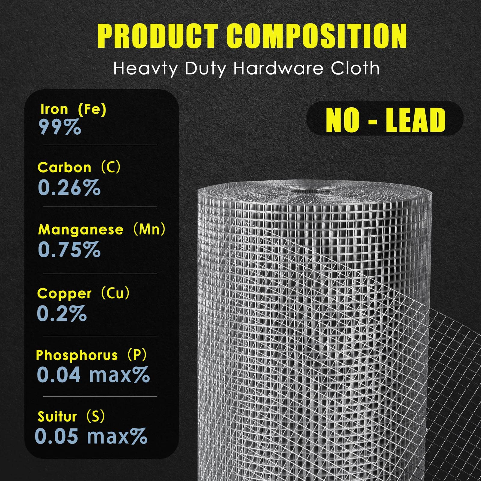 GoldPeak Hardware Cloth, 60 inches x 100 feet with 1/2 inch Mesh 19 Gauge - Chicken Wire Fencing Galvanized Wire Mesh Roll Gopher Wire Raised Garden Bed Rabbit Wire