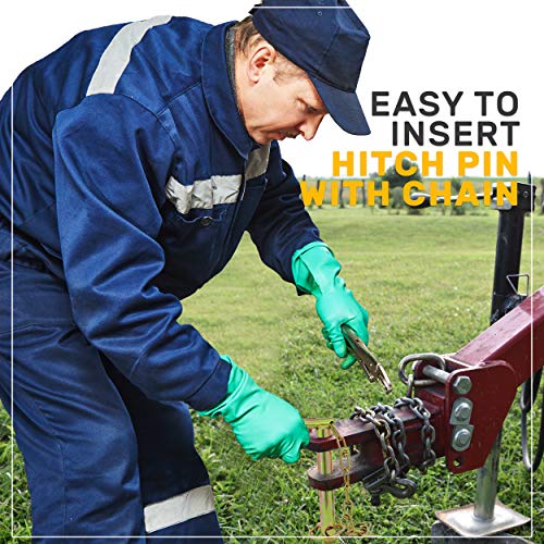 Goreks Bent Handle Hitch Pin with Chain and Lynch Pin 7/8β x 5 1/8β Trailer Coupler Pin for Secure Mounting of Hitches, Towing Wagons and, Farm Equipment