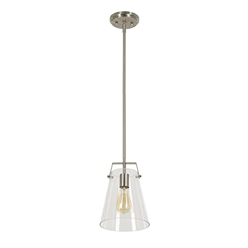 Catalina Lighting 23042-000 Modern 1-Light Bell-Shade Mini Pendant Ceiling Light, 8", Brushed Nickel