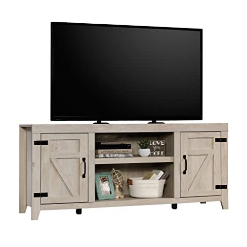 Sauder Misc Entertainment Farmhouse Credenza, for TVs up to 70", Chalked Chestnut Finish
