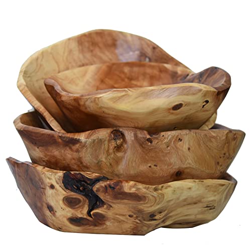 Creative Wood Bowl Root Carved Bowl Handmade Natural Real Wood Candy Serving Bowl 10"-12"