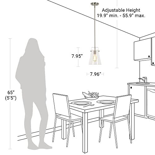 Catalina Lighting 23042-000 Modern 1-Light Bell-Shade Mini Pendant Ceiling Light, 8", Brushed Nickel