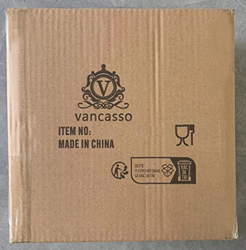 vancasso Moda Dinner Plates Set of 6, 10.5 Inch Ceramic Plates Set, Black Handpainted Big Serving Plate, Microwave Oven and Dishwasher Safe-Black