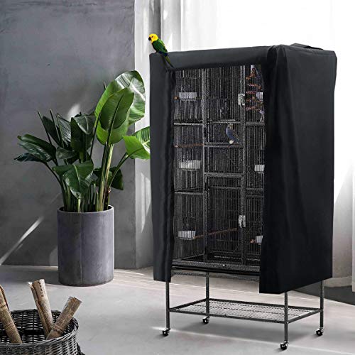 COOSOO Bird Cage Covers for Night Large Birdcage Protection Blackout Breathable Washable Waterproof Material Universal Fit Black