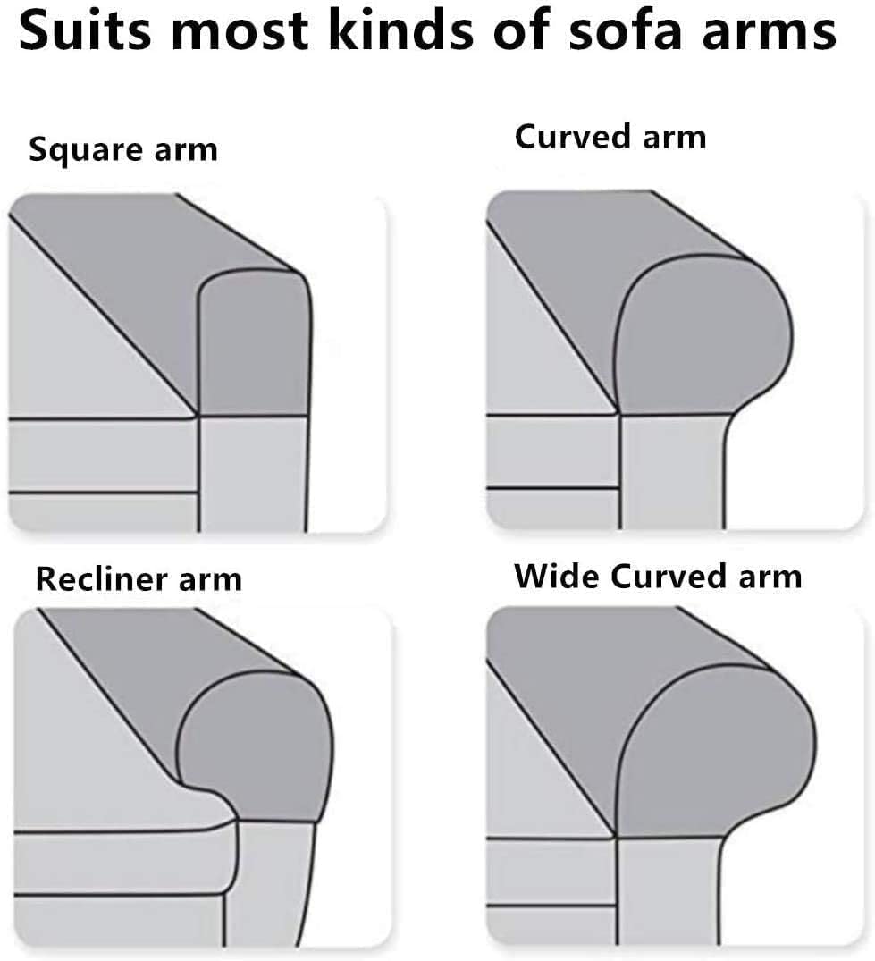 Set of 2 Sofa Armrest Cover Soft Stretch Arm Cover for Recliners Sofas Chairs Washable Arm Covers Couch Furniture Armrest Protector Covers with Pocket (Ivory White)
