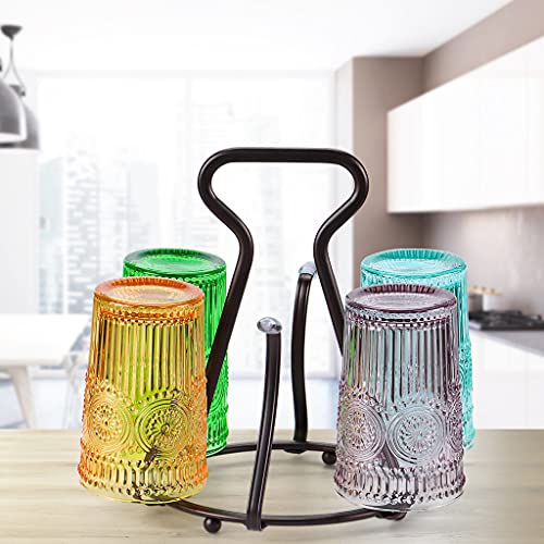 Skelang 2-Pack Cup Drying Rack, Cup Drying Stand with 6 Silicone Protective Hooks, Metal Cup Mug Organizer, Countertop Cup Holder for Bottle, Glass, Mug (Black Coffee)