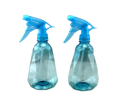 2-Piece Set of 22oz Diamond Plastic Water Bottle Sprayers with Adjustable Nozzles - Versatile Use for Cleaning, Gardening, Hair Care Aromatherapy, Misting Plants (Blue)