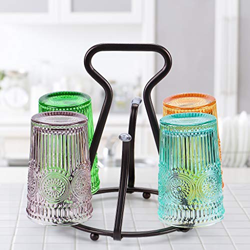 Skelang 2-Pack Cup Drying Rack, Cup Drying Stand with 6 Silicone Protective Hooks, Metal Cup Mug Organizer, Countertop Cup Holder for Bottle, Glass, Mug (Black Coffee)
