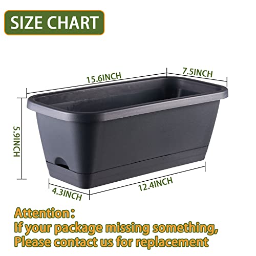 8-pack 15.6*7.5*5.9" Planter Boxes Outdoor Large,Window Box Planters Rectangle for Indoor Plants,Long Planter Box with Drainage Tray,Windowsill Herb Garden for Vegetables Succulents(Light-blue)