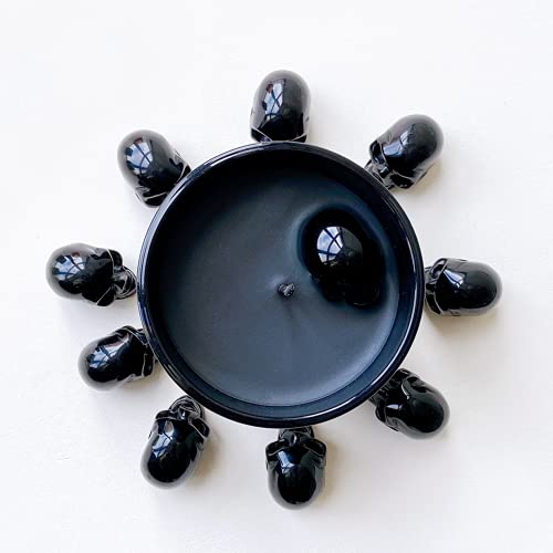 Scented Candles, Cool Candles, Black Candles, with Crystal Skull (Black Obsidian 1.5 inch), Skull Decor, Gothic Home Decor, Candles for Men, Halloween Candles, Gothic Décor, Skull Decorations