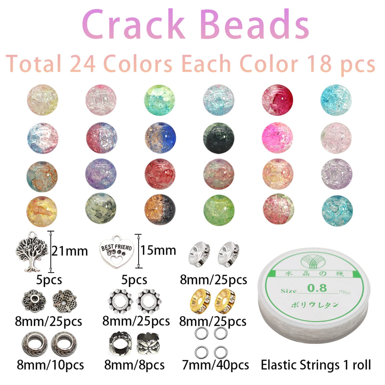 10mm Crackle Glass Beads for Jewelry Making 600pcs Assorted Panited Handcrafted Round Beads for Bracelet Lampwork Smooth Loose Beads Spacer Necklace Earring & DIY Crafts Beads Supplies