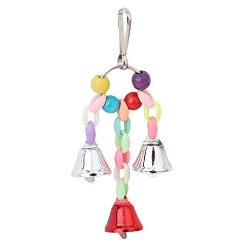 通用 Pet 5 Pack Bird Swing Toys with Colorful Wood Beads Bells and Wooden Hammock Hanging Perch for Budgie Lovebirds Conures Small Parakeet Cages Accessories