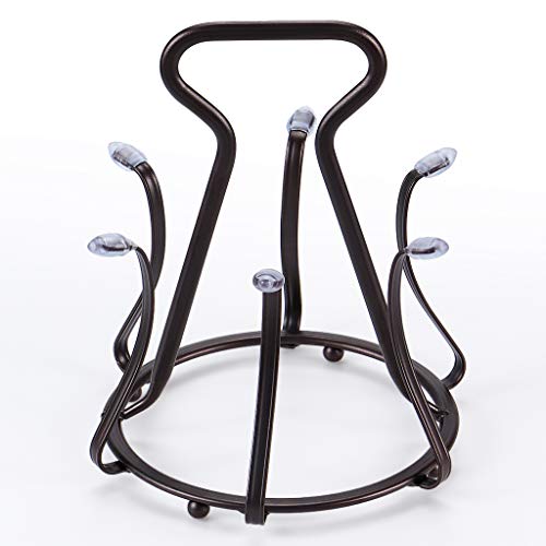Skelang 2-Pack Cup Drying Rack, Cup Drying Stand with 6 Silicone Protective Hooks, Metal Cup Mug Organizer, Countertop Cup Holder for Bottle, Glass, Mug (Black Coffee)