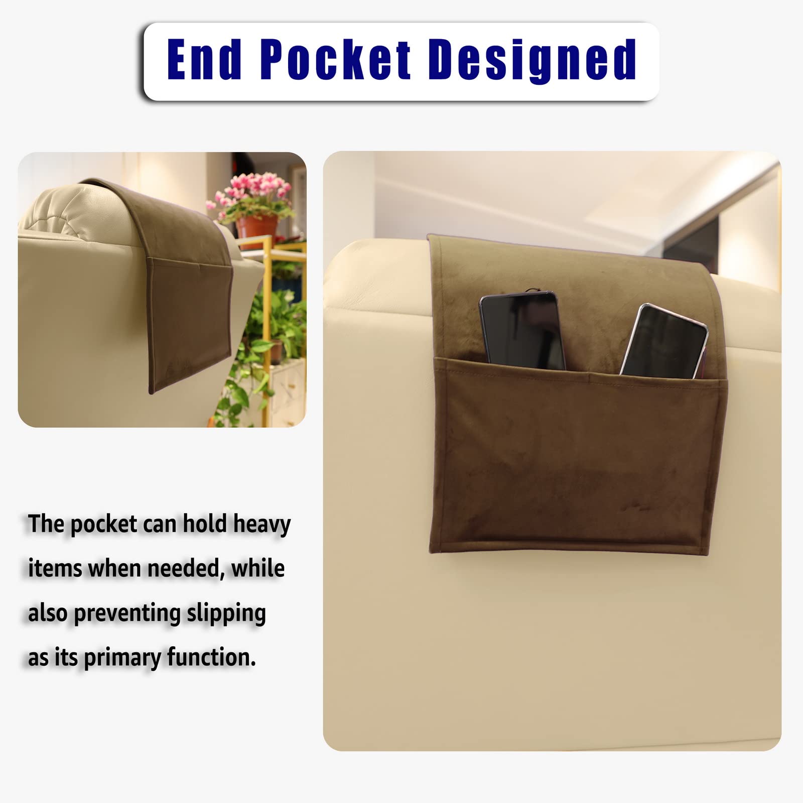 AmazeCov Velvet Recliner Head Pillow with Non-Slip Base - Adjustable Neck Support for Pain Relief in Home, Office and Travel (Brown)