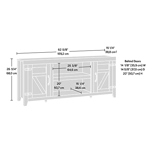 Sauder Misc Entertainment Farmhouse Credenza, for TVs up to 70", Chalked Chestnut Finish