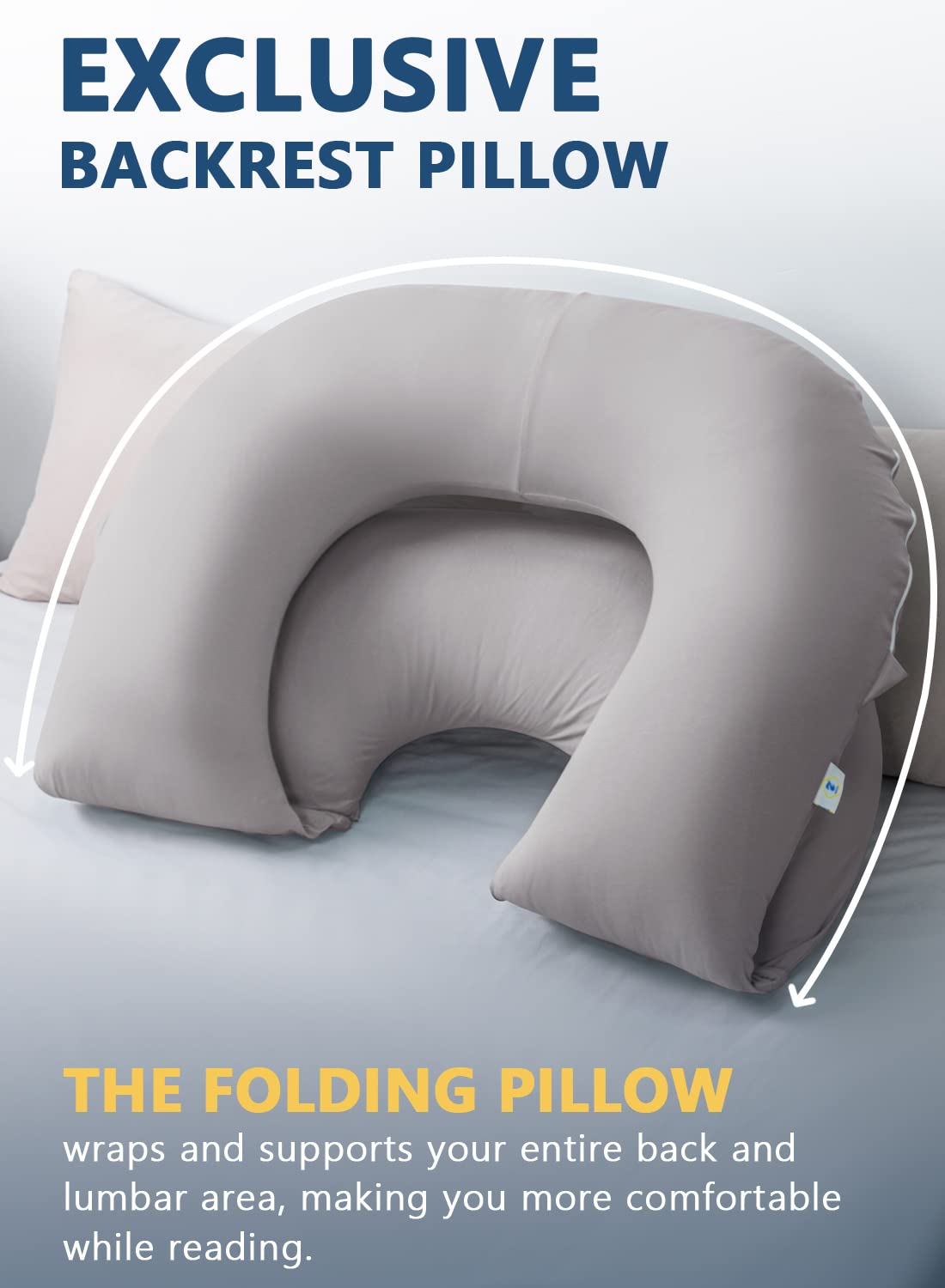 INSEN Reading Pillow, Back Pillow for Sitting in Bed for Reading, Nurse & Relax, Reading Pillow for Adults, Moms & Kids, Sit Up Pillow for Bed