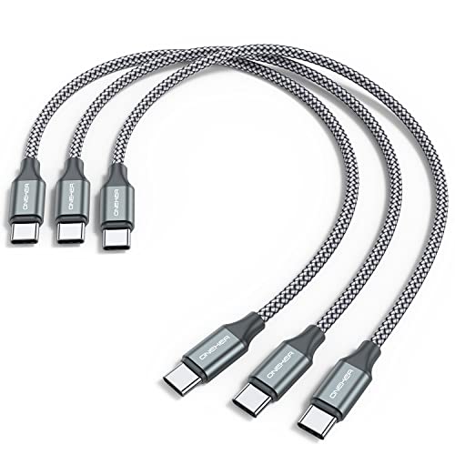 USB C to C Cable (3 Pack 1ft),Short USB Type C Fast Charging Nylon Braided Charger Cord Compatible with Android Samsung Galaxy S23 S22 S21 S20+ Ultra,Note 20/10,MacBook Pro, iPad Pro USB-C Power Bank