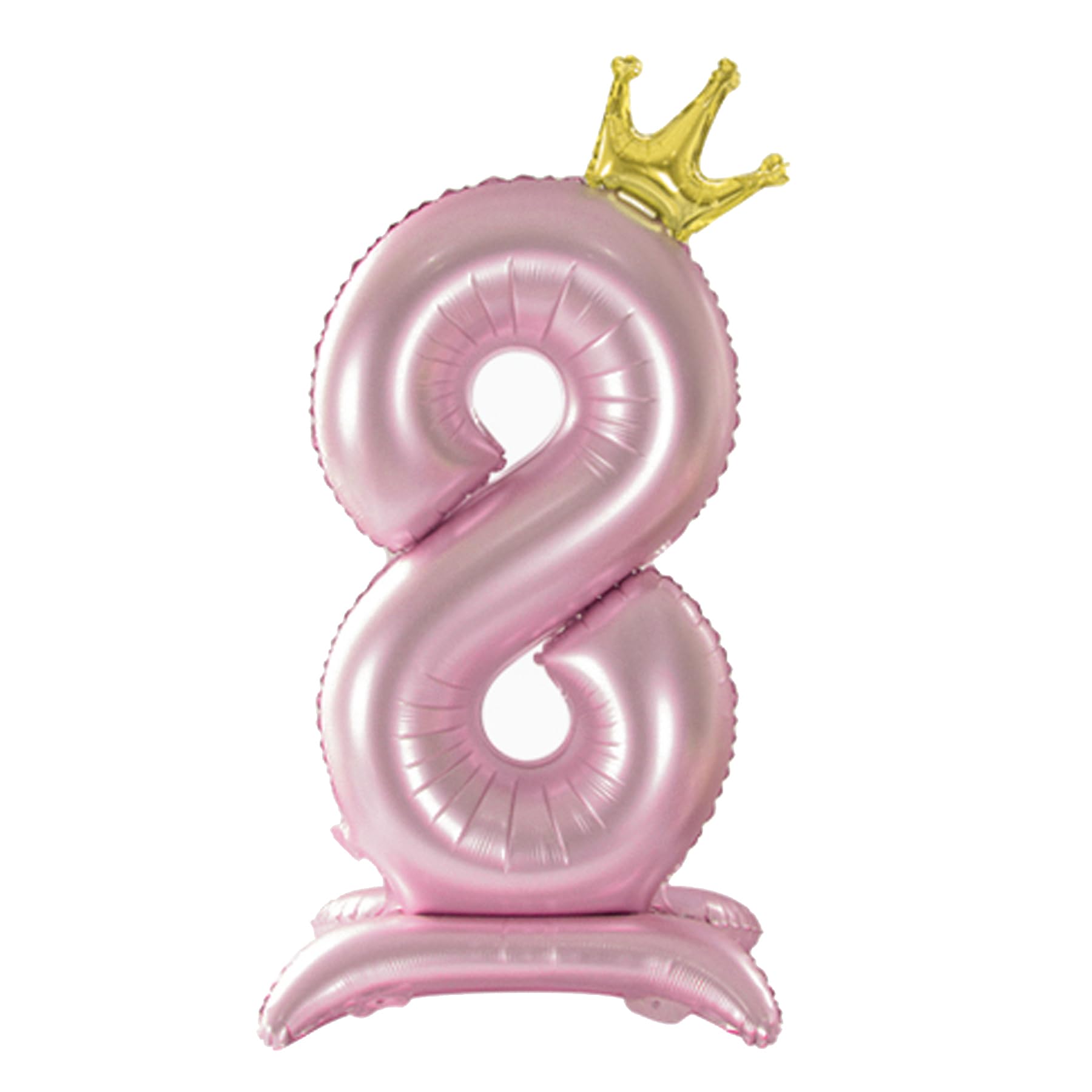 Tellpet Crown Pink Number 8 Balloon with Base For Girls 8th Birthday Party Decoration