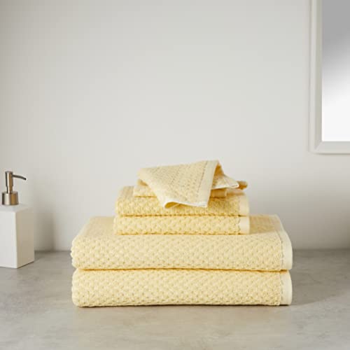 Amazon Basics Odor Resistant Textured Bath Towel Set - 6-Pieces, Yellow