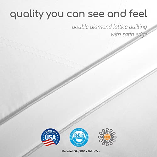 Dreamhood Luxury Goose Feather Down Pillow King Size Set of 2 - Made in USA Firm Gusseted Bed Pillows for Sleeping with Soft Premium 500 TC Cooling Cotton Shell
