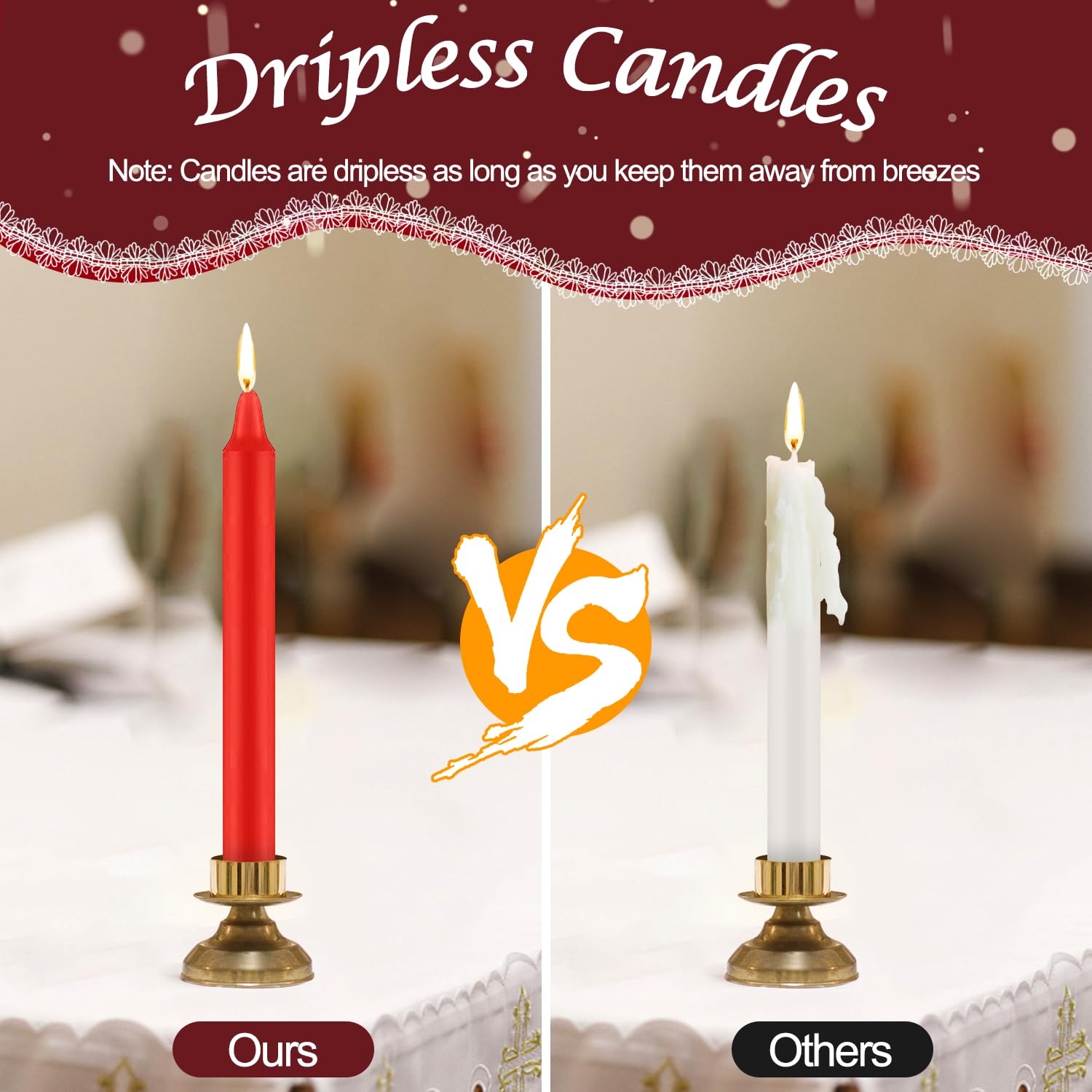 Tobeape Red Candles Set of 24, 4" Red Spell & Chime Candles, Unscented Mini Taper Candle for Witchcraft, Wiccan Altar, Magic Tools, Rituals, Prayer, Meditation and Christmas Party Decoration