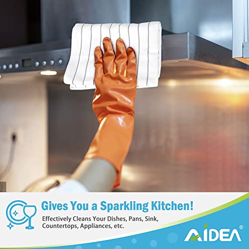 AIDEA Dish Towels-8Pack, 15βx25β, Super Soft and Absorbent, Multi-Purpose Microfiber Kitchen Towels for Home, Kitchen-White/Grey