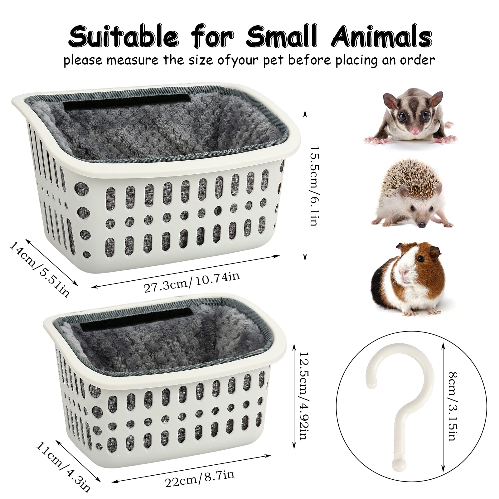 tangtty Ferret Rat Hammock 2 PCS Ferret Cage Accessories Washable Rat Hammock on Ferret Cage Soft Hiding Playing Sleeping Guinea Pig Hammock for Ferrets, Rat, Sugar Glider, Squirrel, Guinea Pig.