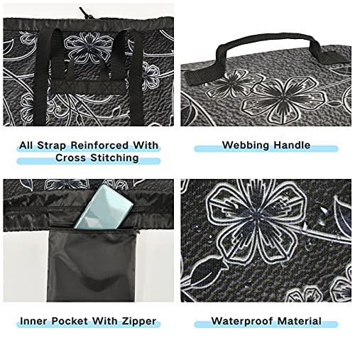 Floral Laundry Bag Backpack Large Oxford Cloth 14.5''x29.3'' Rips & Tears Resistant Dirty Clothes Storage Bag for Students Dorm Room Clothes Hamper Camping Backpack