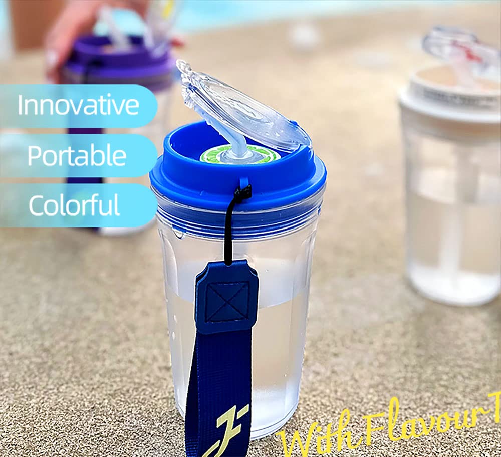 sipperment Water Bottle with Straw, 450ml Air Water Bottle Air Starter Set Drinking Bottles with 5 Flavour Pods 0 Sugar, BPA Free, Leak-proof