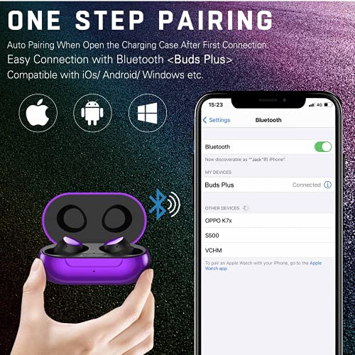 Urbanx Street Buds Plus True Bluetooth Earbud Headphones for Samsung Galaxy Note Pro 12.2 3G - Wireless Earbuds w/Noise Isolation - Purple (US Version with Warranty)