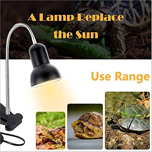 Reptile Heat Lamp, Turtle Tank Aquarium UVA UVB Light with Bracket and Adjustable Temperature Switch, Heating Light Lamp for Reptile Turtle Lizard Snake (with 2 Pack 50W Bulbs)
