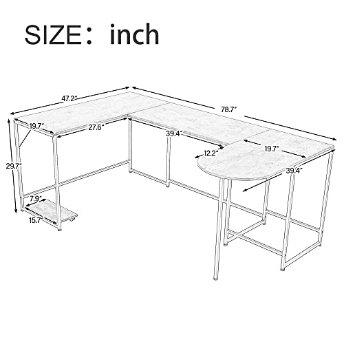 Merax U-Shaped Computer, Industrial Corner Writing CPU Stand, Gaming Table Workstation Home Office Desk, 78.7" L x 47" W x 30.1" H, Black