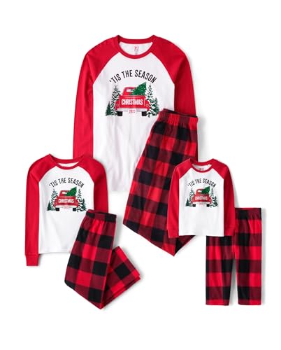 The Children's Place,Family Matching, Christmas Pajama Sets. Fleece,RUBY,Large (10/12)