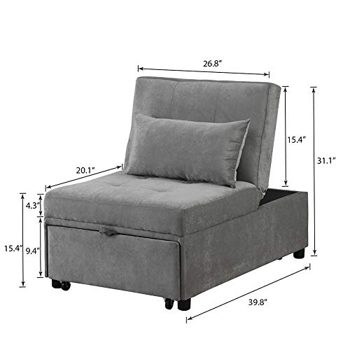 LTT Futon Couch, Folding Sofa Bed, Folding Sofa Bed with Storage Adjustable Backrest Lounger Convertible Couch for Living Room(Gray)