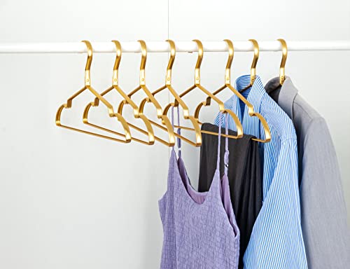 Amber Home Premium Matte Gold Aluminum Coat Hangers 20 Pack, 16.5β Extra Smooth & Durable Metal Shirt Dress Hanger, Light & Sturdy Metal Rack for Jacket Trouser Pant Slack