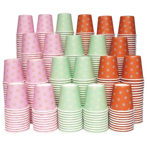 600 Pack 3 oz Disposable Paper Cups - Small Bathroom, Mouthwash & Mini Espresso Cups - Mixed Colors for Party, Picnic, BBQ, Travel & Home Events