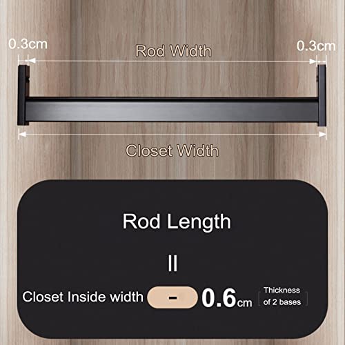 Black Metal Closet Rod Complete Kit, Wall Mount Commercial Hanger Rod for Bedrooms/Lounges/Clothing Studios/Hotels, Can Be Cut (Size : 140cm/55 in)